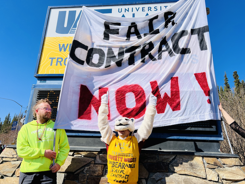 University of Alaska student workers union members protest for contract ...