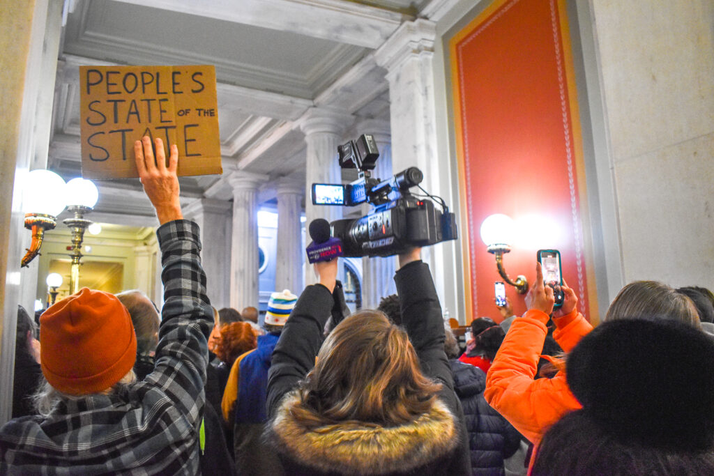 Blocked from State House Rotunda, ‘People’s State of the State’ moves ...