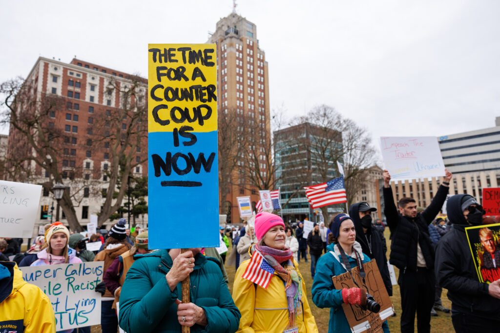 Pro-Ukraine protestors rally at Michigan Capitol, castigate Trump for ...