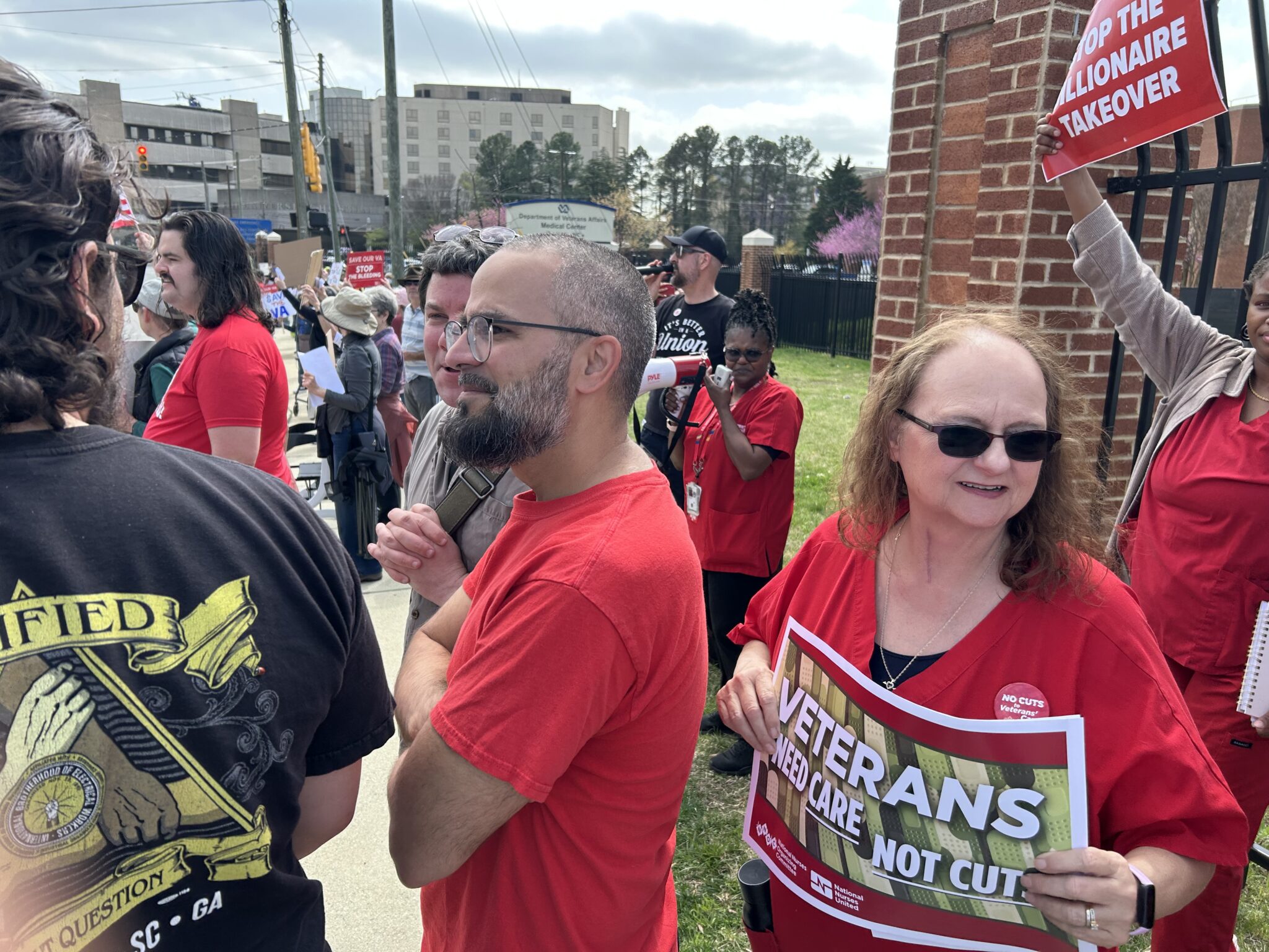 Protesters rally at the Durham VA to fight against proposed budget cuts ...