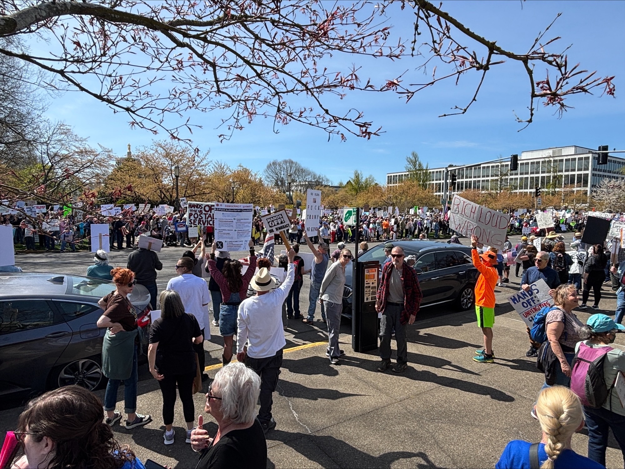 Across Oregon, thousands join ‘Hands Off’ protests against Trump, Musk ...