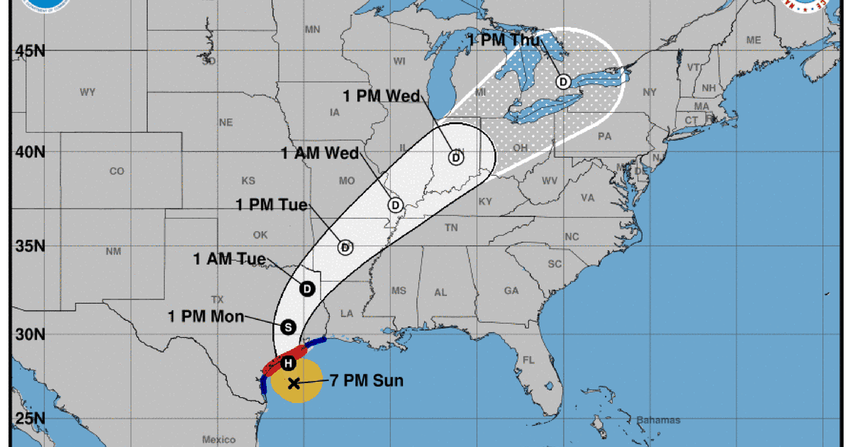 Tropical Storm Beryl is on a path to hit the Texas coast as a hurricane ...